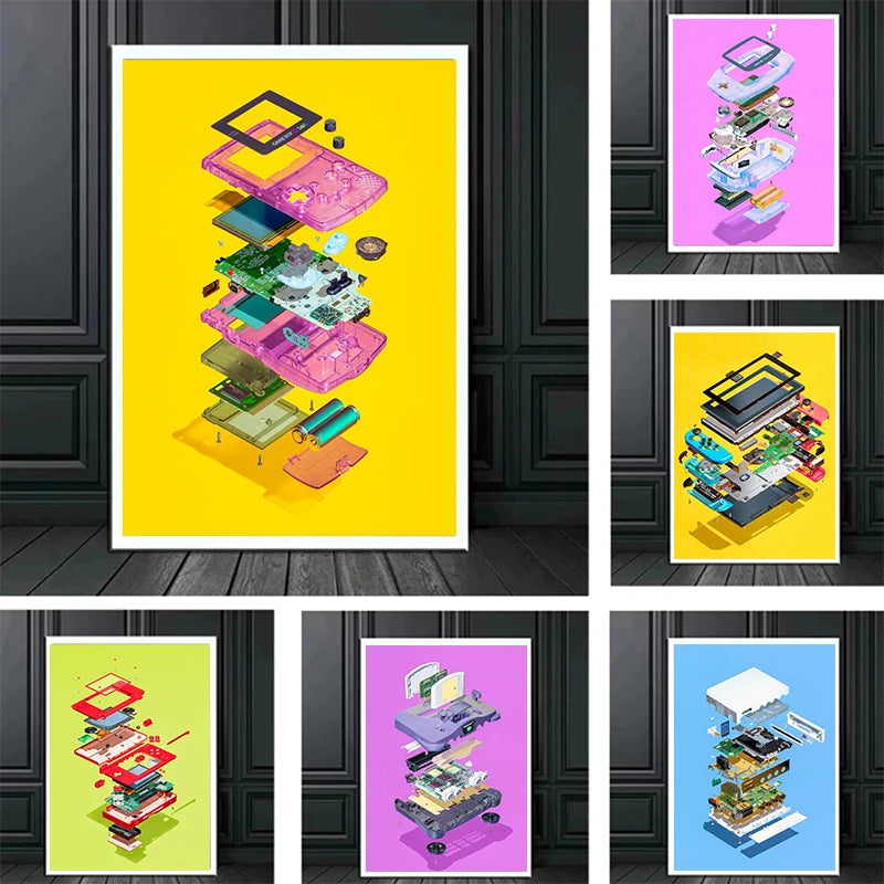 Abstract Nintendo Color Home Game Consoles Model Posters Prints Canvas ...