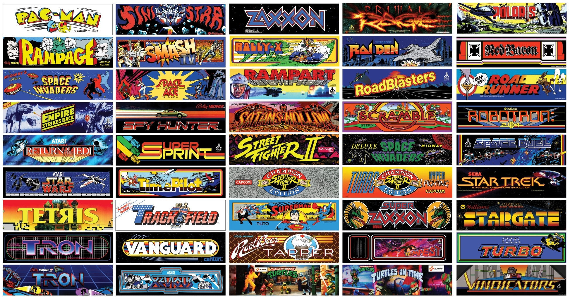 Arcade marquee vinyl stickers (P to Z) - 9.25" x 2.5" – Arcade Machines ...